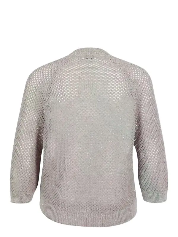 Peserico Open-knit Sequined V-neck Sweater - Grey