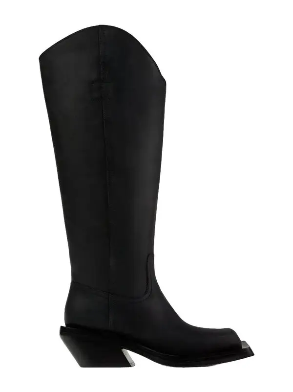 Camper Square Toe Leather Boots - Black