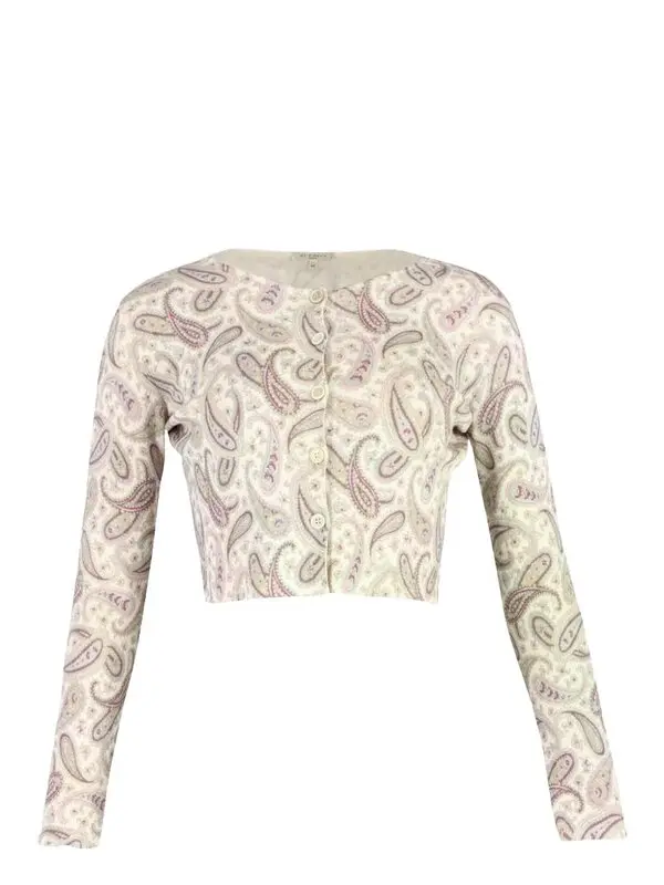 Etro Cropped Paisley Wool Cardigan - Neutrals