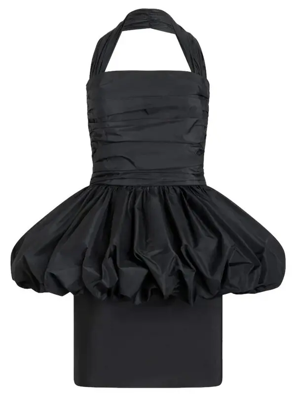 PATOU Halterneck Mini Dress With Gathered Bodice And Balloon Skirt - Black
