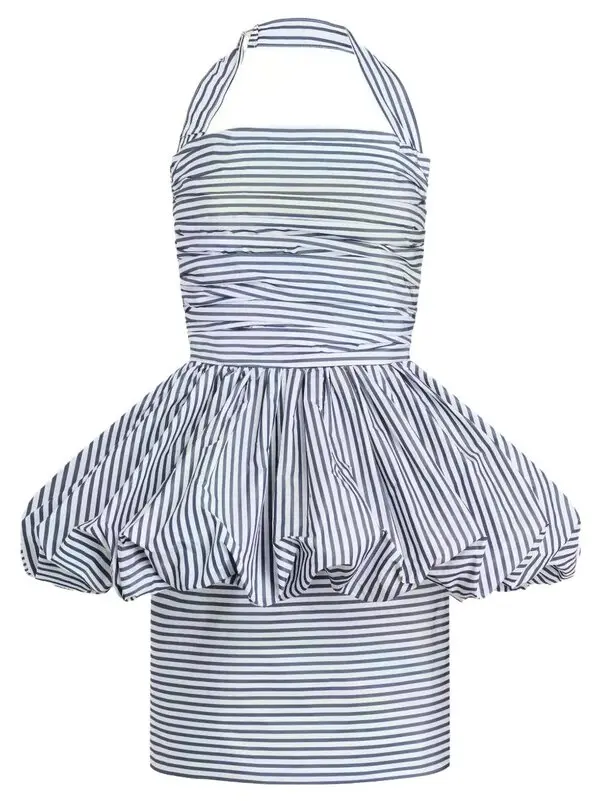 PATOU Striped Halterneck Mini Dress - Blue