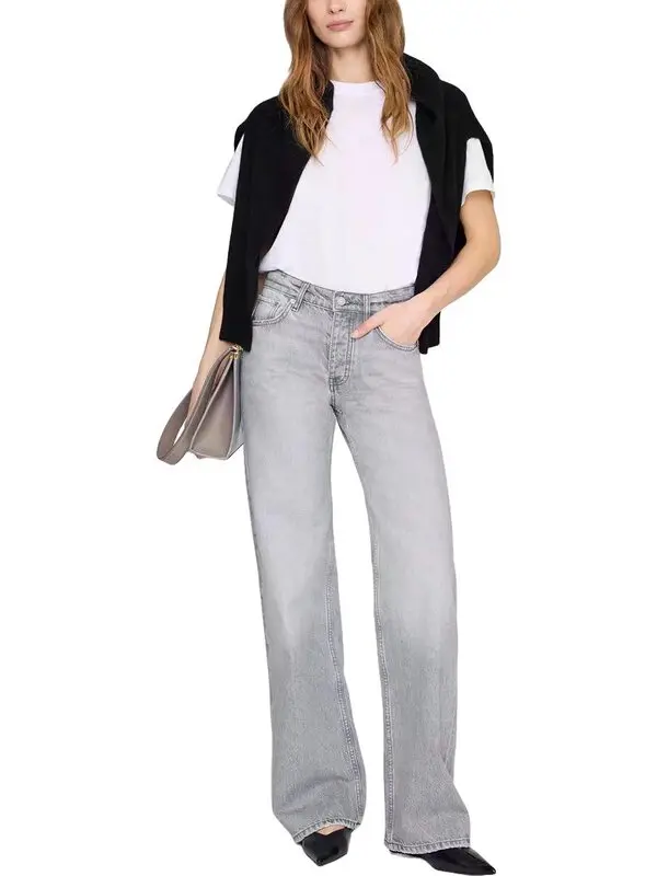 ANINE BING Hugh Wide Leg Jeans - Grey