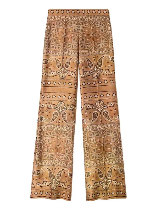 Sandro Bandana-print Flowy Trousers - Brown
