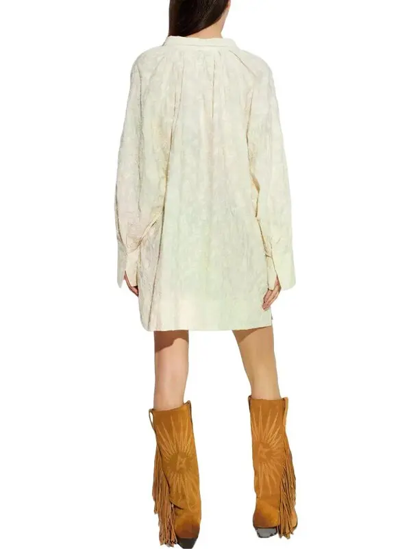 Munthe Betulli Floral-embroidered Tie-neck Mini Dress - Neutrals