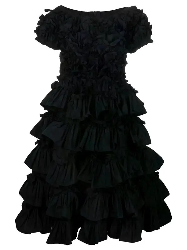 Red Valentino Ruffled Flared Dress - Black