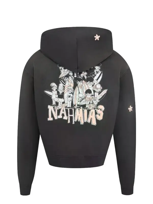 NAHMIAS Flower Graphic Zip-up Hoodie - Black