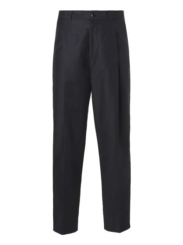Brunello Cucinelli Panama Cotton And Linen Tapered Pants - Blue