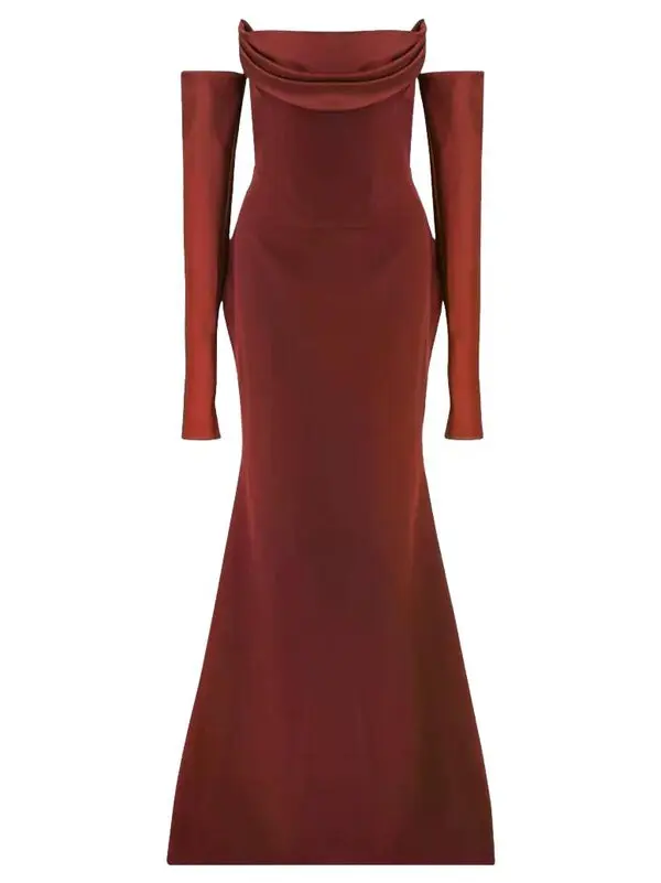 RHEA COSTA Raven Off-shoulder Maxi Dress - Red