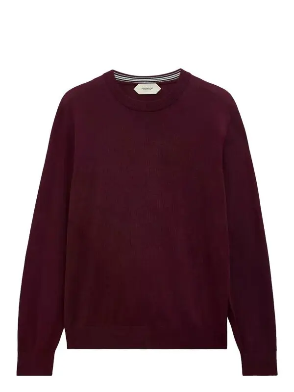 Pringle Of Scotland Burgundy Embroidered Crew Neck Sweater - Red