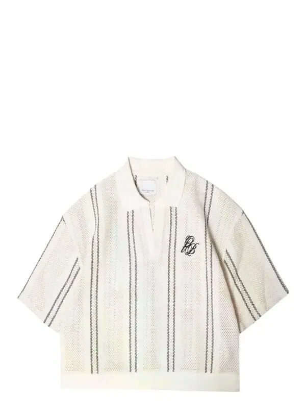 ONLY THE BLIND Striped Polo Shirt - Neutrals