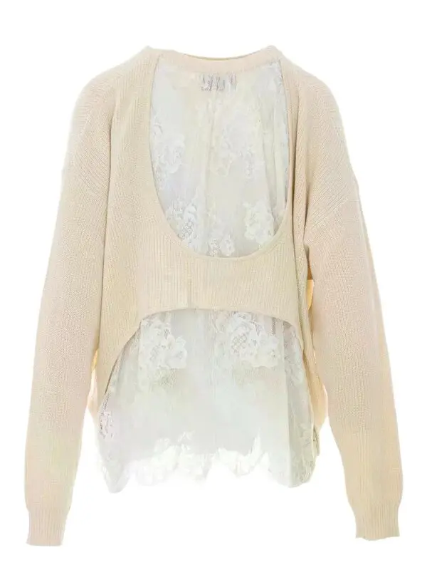 ANIYE BY Lydia Lace-back Crew-neck Sweater - Neutrals