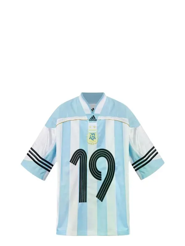 Adidas Striped V-neck T-shirt - Blue