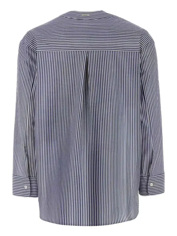 Max Mara Striped Cotton Poplin Shirt - Blue
