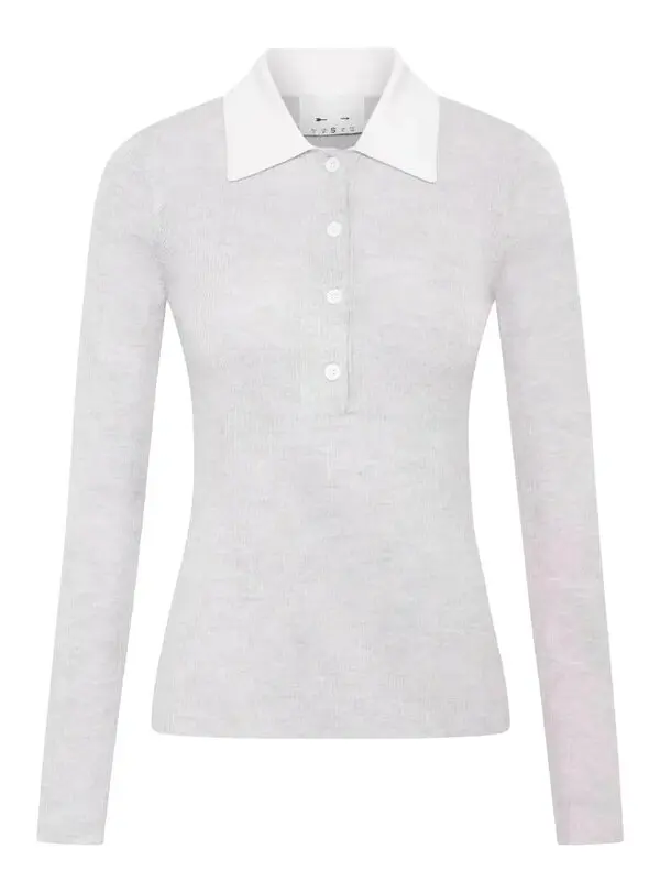 The Upside Faye Collared Knit Polo Top - Grey