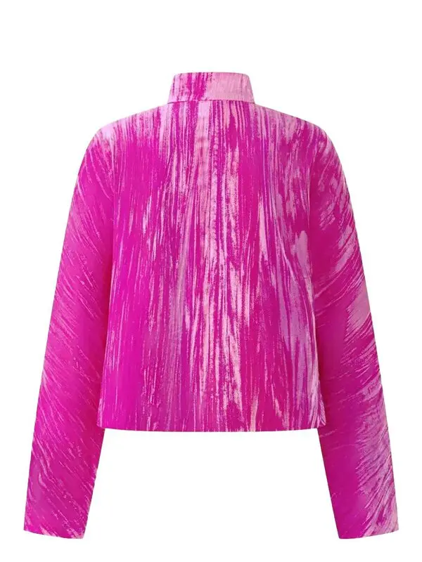 Shanghai Tang Fuchsia Velvet Mandarin Collar Jacket - Pink