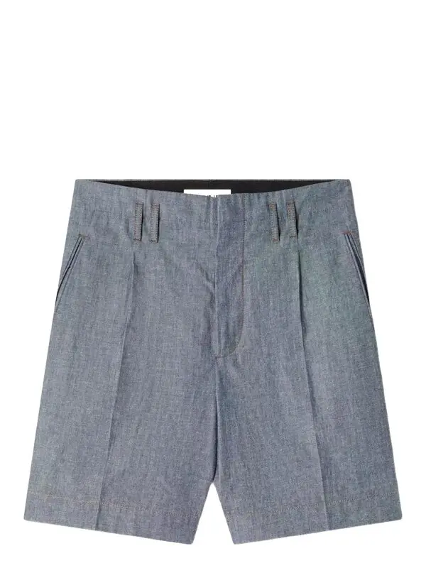LANVIN Pleated Cotton Shorts - Blue