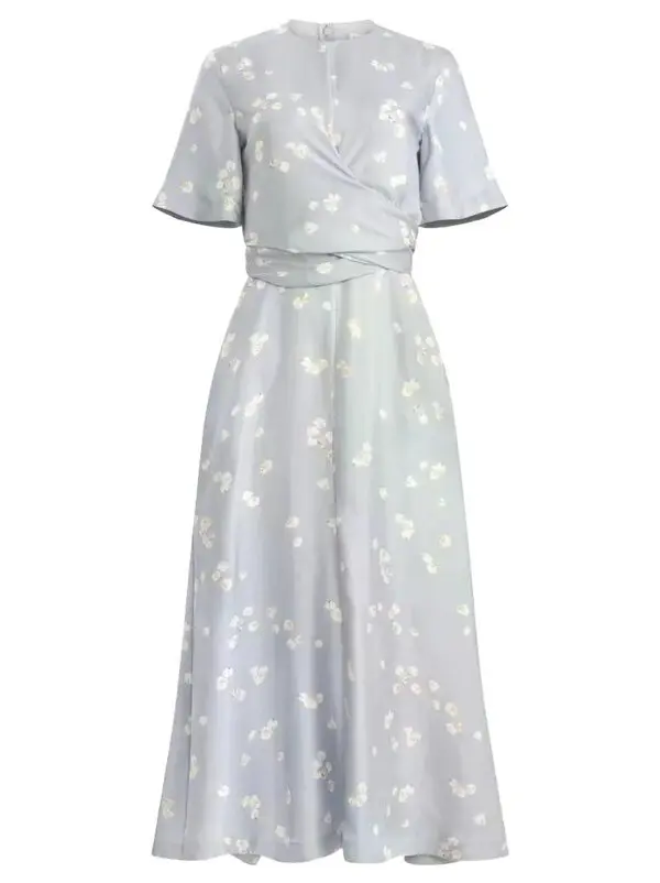 Altuzarra Floral Wrap Midi Dress - Blue