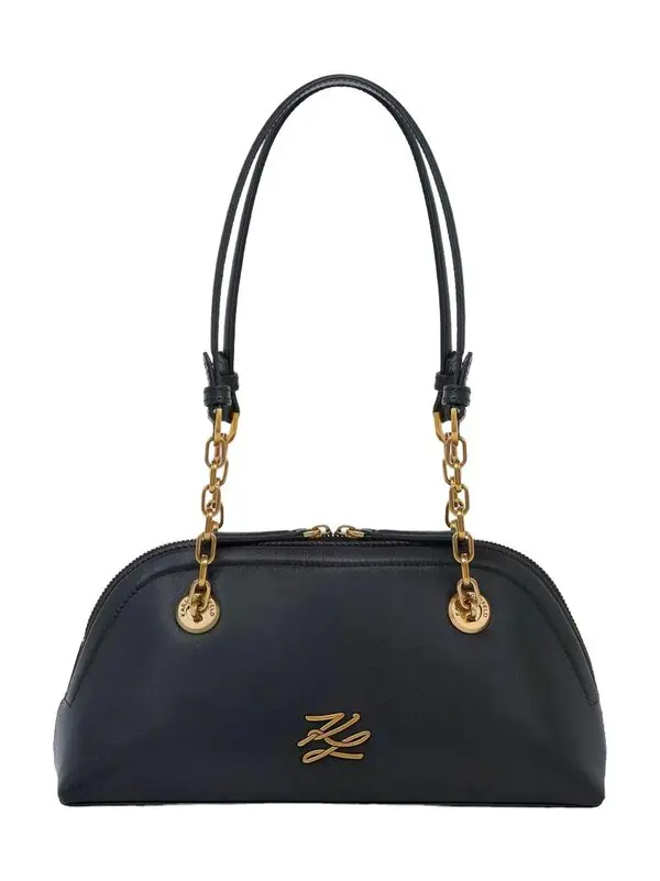 Karl Lagerfeld Small K-autograph Shoulder Bag With Gold-tone Hardware - Black