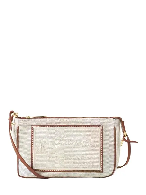 LANVIN Embroidered Logo Crossbody Bag - Neutrals