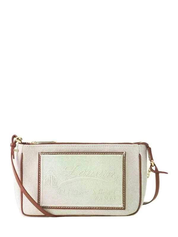 LANVIN Embroidered Logo Crossbody Bag - Neutrals