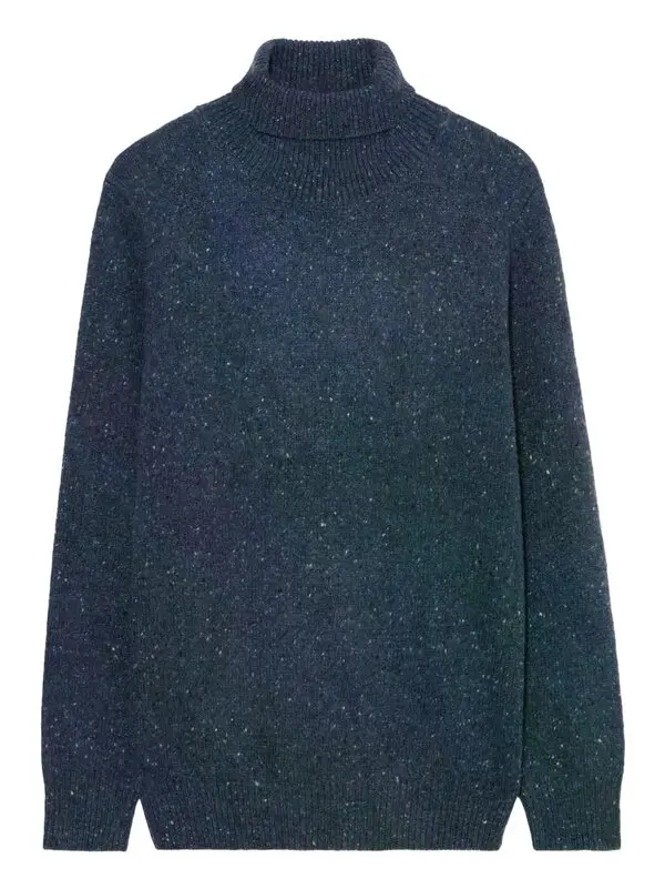 Brooks Brothers Ribbed Trims Turtleneck Sweater - Blue