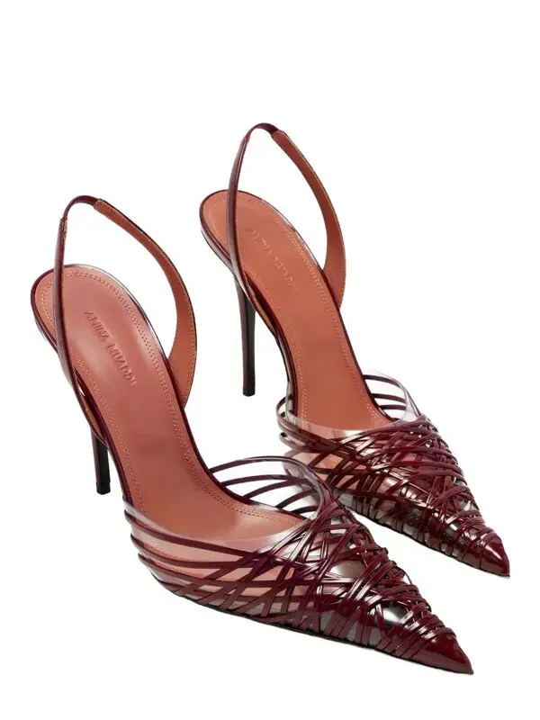 Amina Muaddi Lori Woven Slingback Pumps - Red