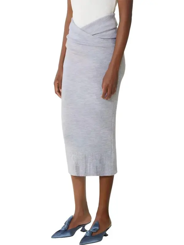 LANVIN Draped Wrap-effect Midi Skirt - Grey