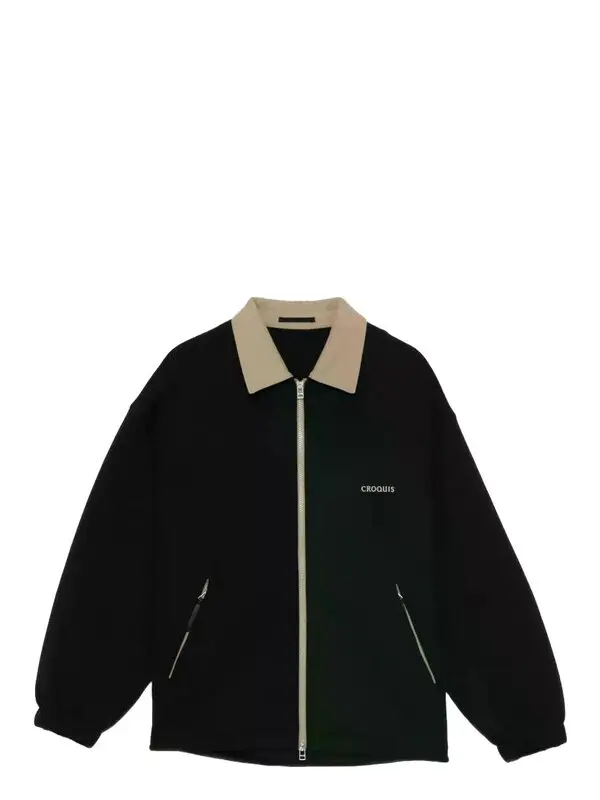 CROQUIS Embroidered Logo Zip-up Jacket - Black