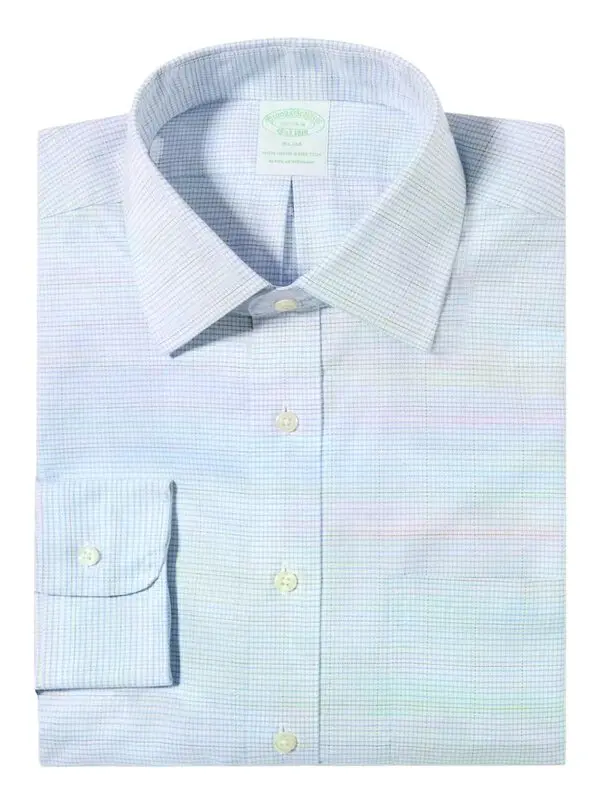 Brooks Brothers Checked Ainsley-collar Shirt - Blue