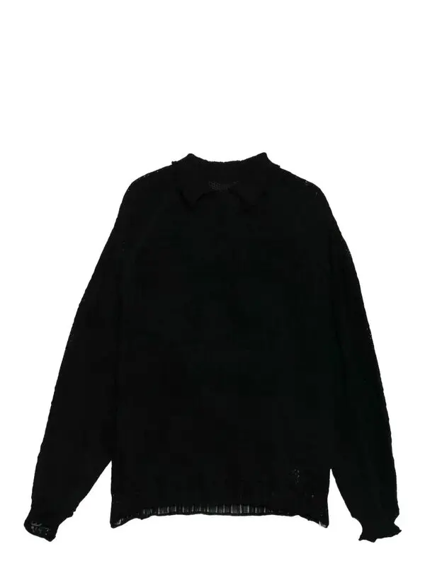 JNBY Cotton Sweater With Polo Collar - Black