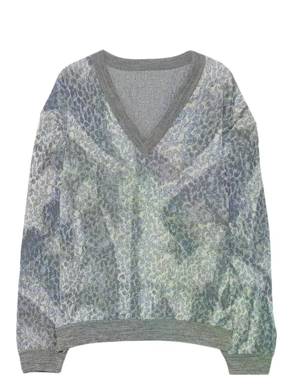 JNBY Animal Print V-neck Sweater - Grey