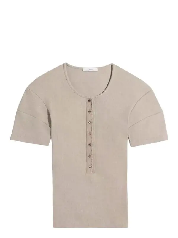 LEMAIRE Cotton-linen Rib Henley - Neutrals