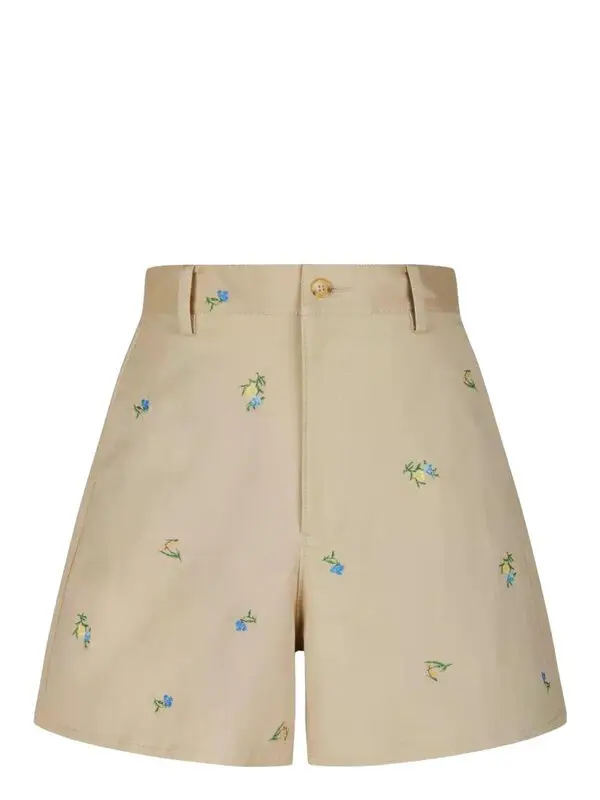 JNBY Floral Embroidered Beige Shorts - Neutrals