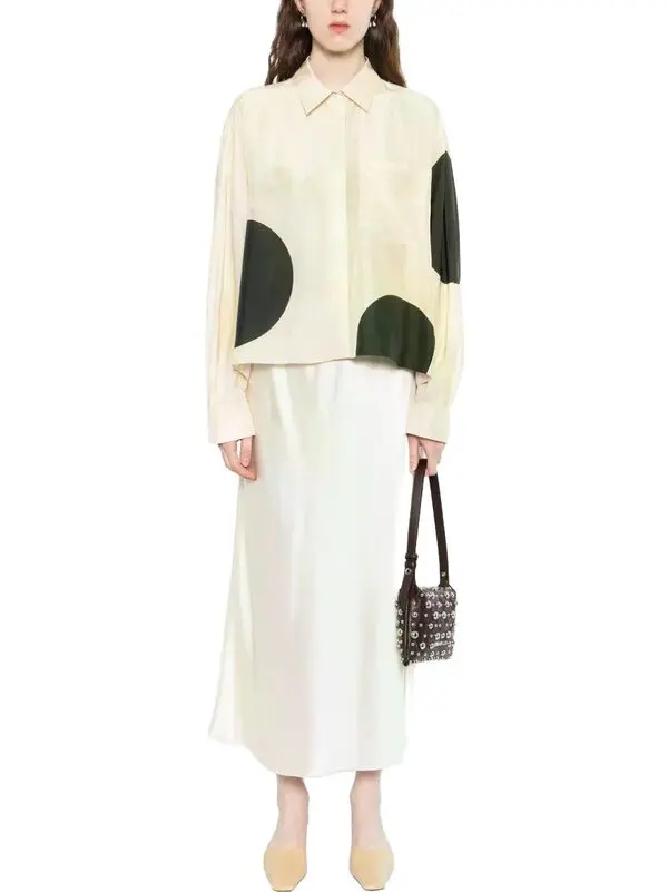 LESS Satin Maxi Skirt With Side Slit - Neutrals
