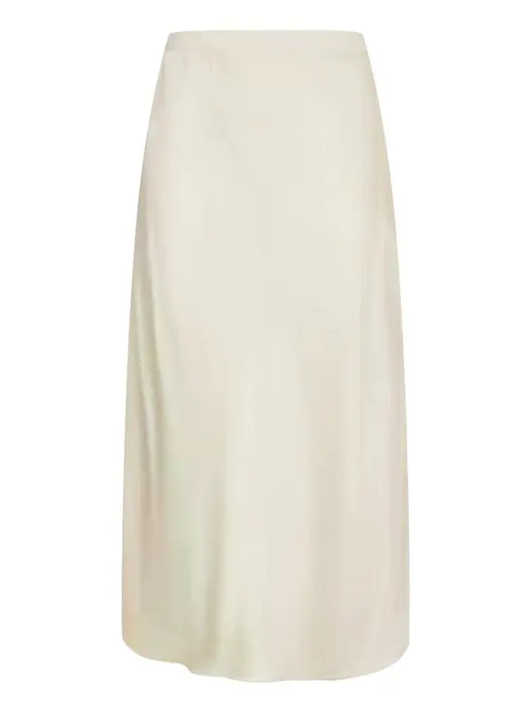 LESS Satin Maxi Skirt With Side Slit - Neutrals