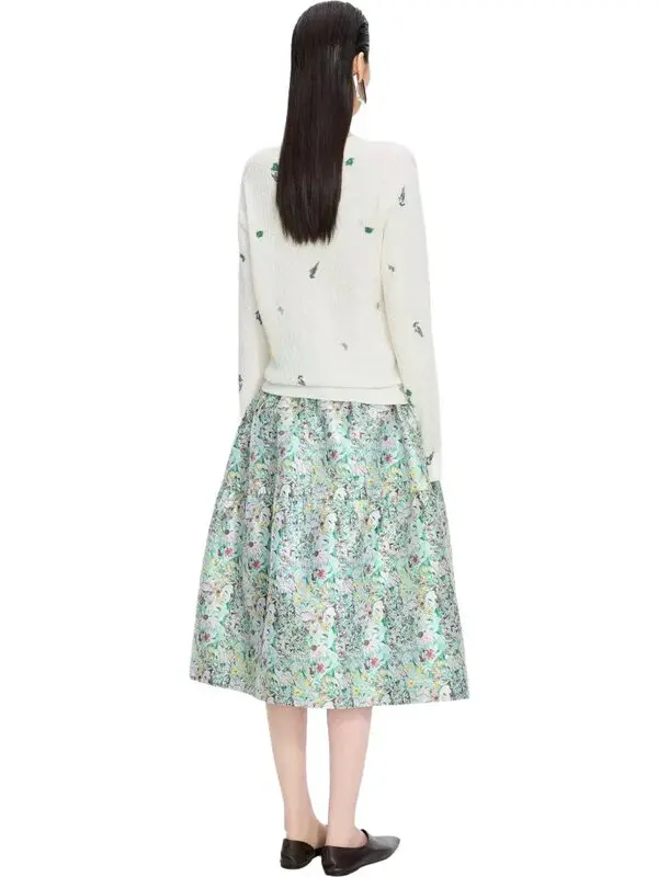 JNBY Floral Embroidered Midi Skirt - Blue