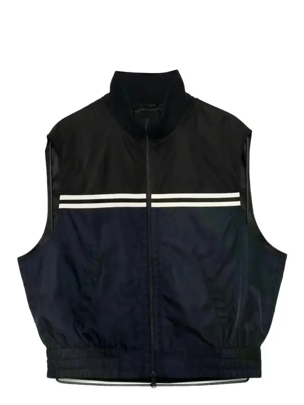 CROQUIS Two-tone Striped Zip-up Vest - Blue