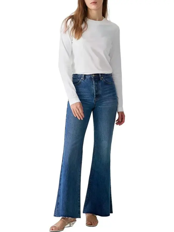 HEY JOANIE Eclipse Fray Flared Jeans - Blue