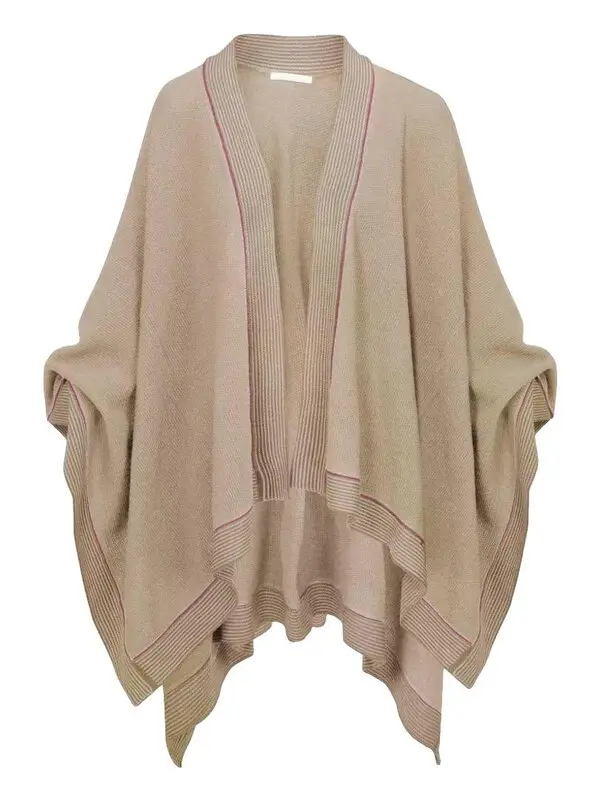 PIP STUDIO Striped Open-front Knitted Cape - Neutrals