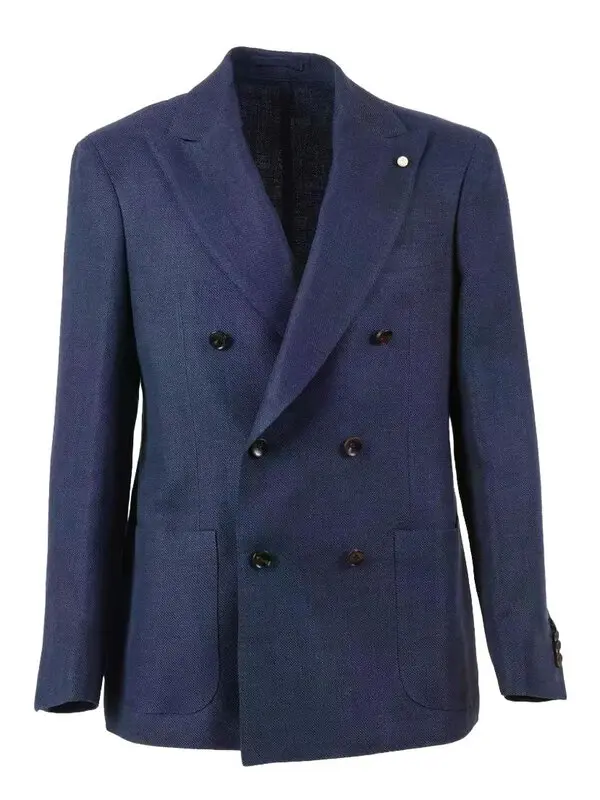 LUIGI BIANCHI MANTOVA Double-breasted Suit Jacket - Blue