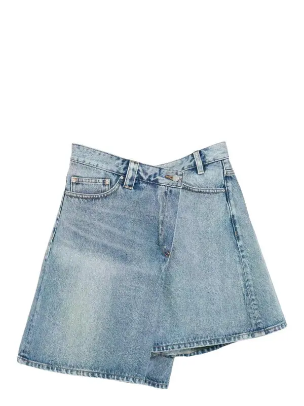 JNBY Asymmetric Layered Denim Shorts - Blue