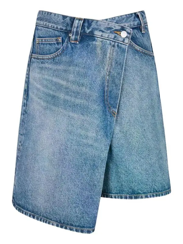 JNBY Asymmetric Layered Denim Shorts - Blue