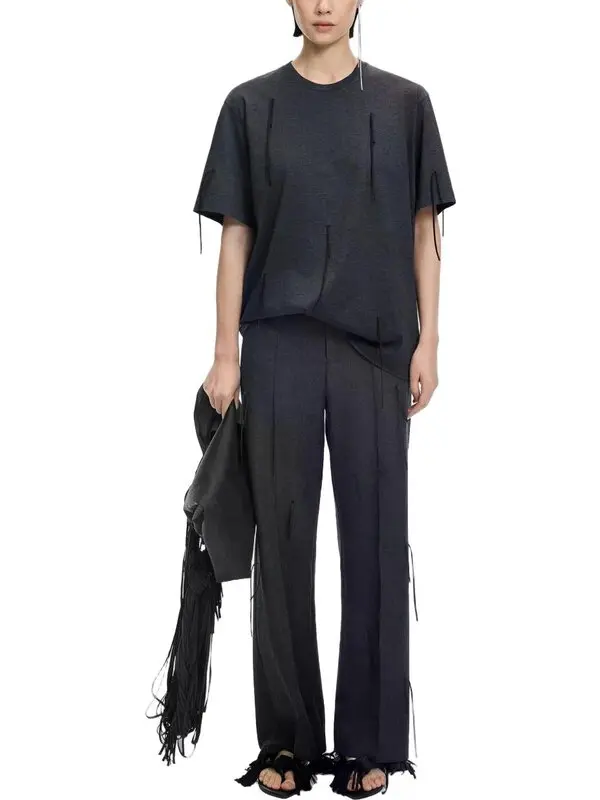 JNBY Fringe Detail Straight-leg Trousers - Grey
