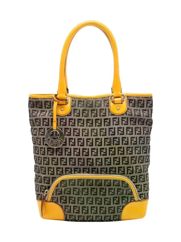 Fendi 2000-2010 Zucchino Canvas Chef Front Pocket Shopping Tote Bag - Brown