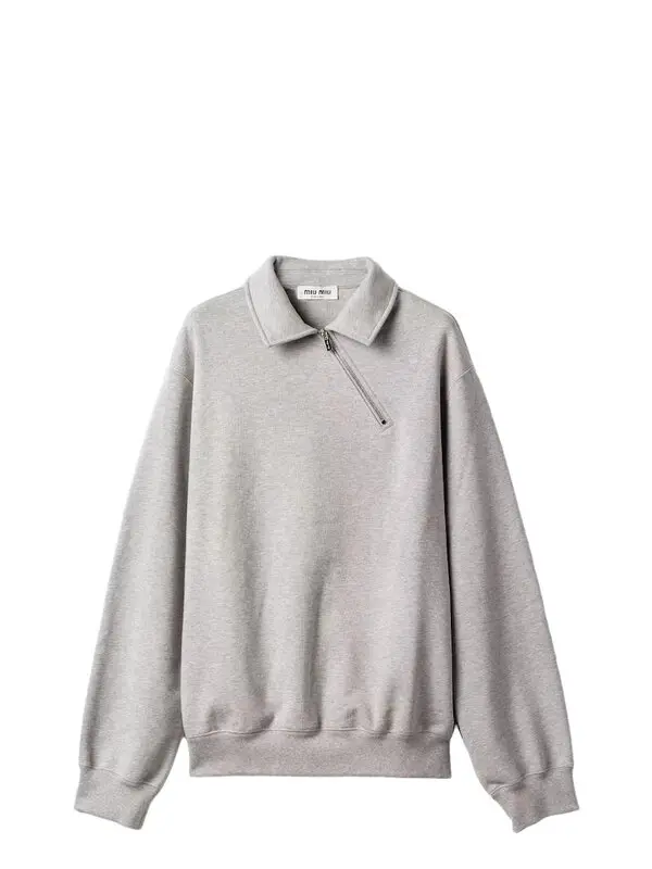 Miu Miu Oblique Zip Logo Sweatshirt - Grey