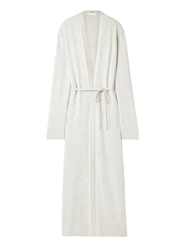 Khaite Alek Belted Merino Wool Cardigan - Gray