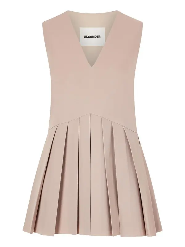 JIL SANDER Pleated Wool-twill Top - Neutrals