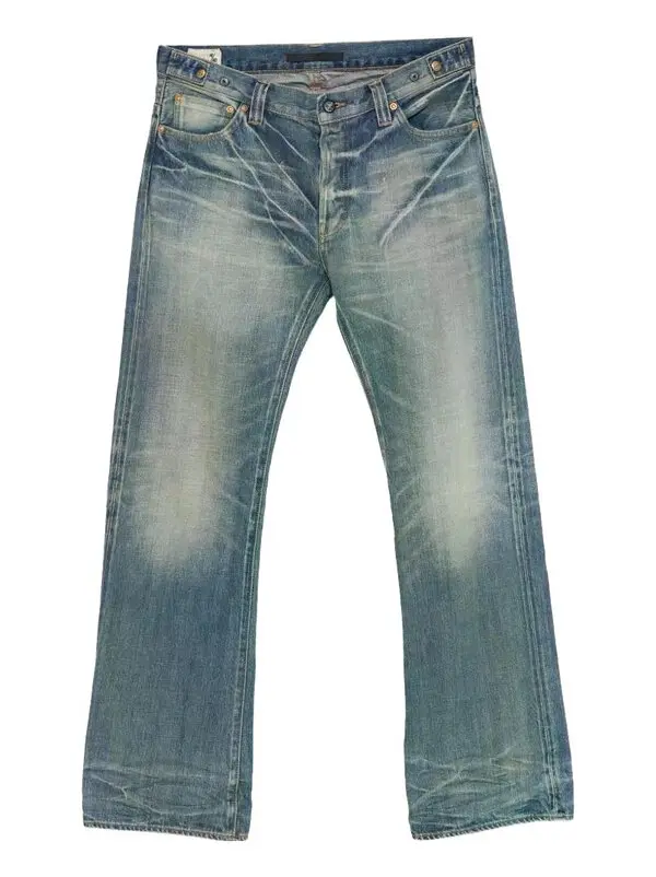 Mastercraft Union Straight Hem Jeans With Logo Patch - Blue