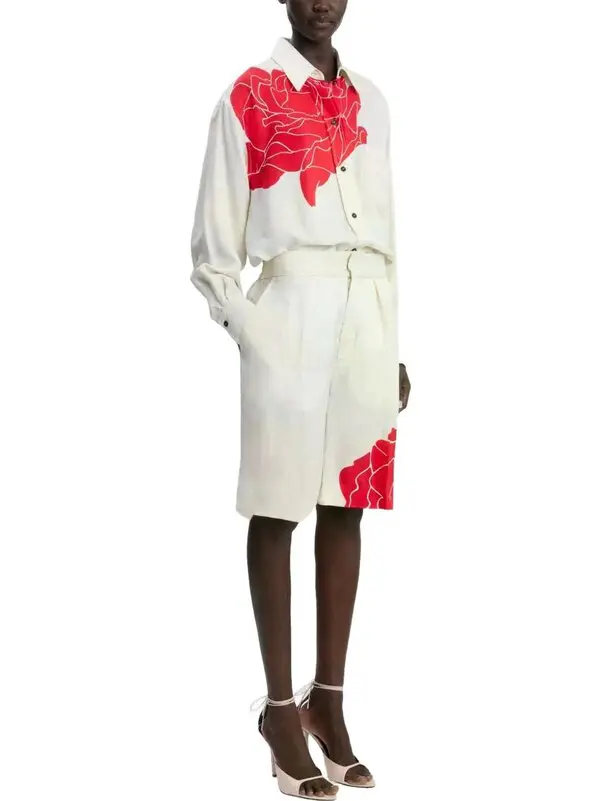 Victoria Beckham Floral Print Tailored Shorts - Neutrals