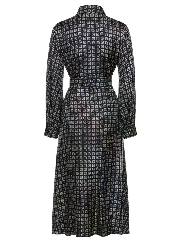 Max Mara Geometric Pattern Tie-waist Midi Dress - Blue